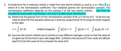 2 A Simple Form For A Molecular Orbital ψ Made From Two Atomic