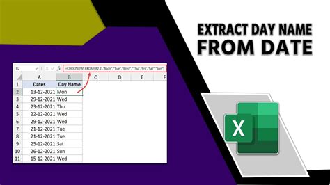 How To Extract Day Name From Date In Microsoft Excel Youtube