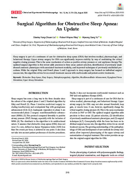 Pdf Surgical Algorithm For Obstructive Sleep Apnea An Update
