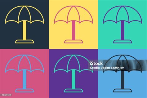 컬러 배경에 고립 된 해변 아이콘을위한 팝 아트 태양 보호 우산 야외 공간을위한 큰 파라솔 해변 우산 벡터 0명에 대한 스톡 벡터 아트 및 기타 이미지 Istock