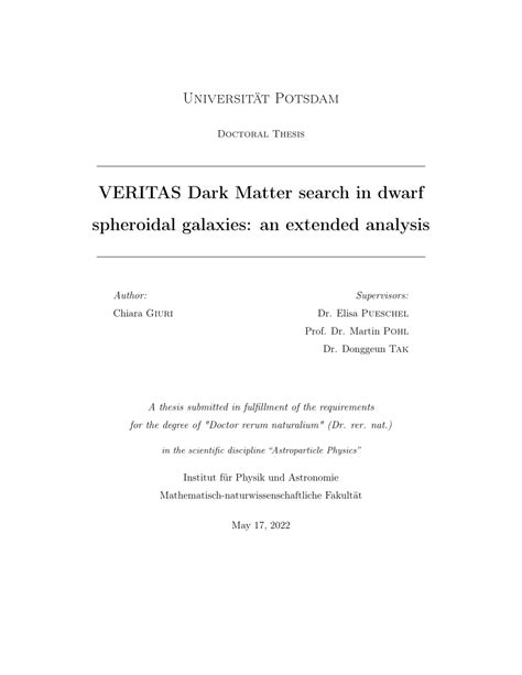 Pdf Veritas Dark Matter Search In Dwarf Spheroidal Galaxies An Extended Analysis