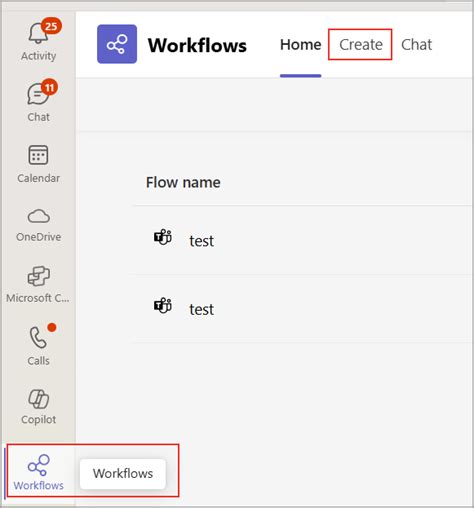 Create Teams Workflow