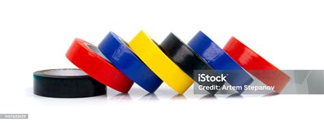 전기 테이프 격리 플라스틱 덕트 테이프 롤 흰색 배경에 컬러 접착 테이프 청테이프에 대한 스톡 사진 및 기타 이미지 청테이프 말기 검은색 Istock