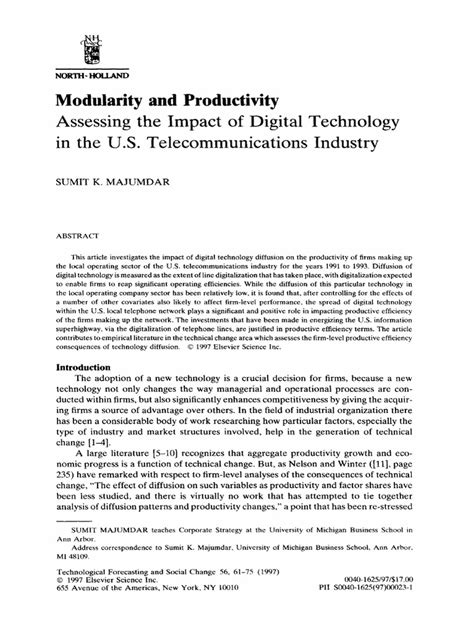 1997 Majumdar Modularity And Productivity Impact Of Digital Technology In Telcom Industry