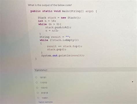 Solved What Is The Output Of The Below Code Public Static