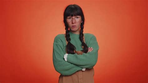 Funny Nerd Woman Showing Tongue Making Faces At Camera Fooling Around