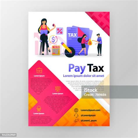 평면 만화 일러스트와 세금 온라인 비즈니스 포스터를 지불합니다 유료 세금 전단지 비즈니스 팜플렛 브로셔 잡지 표지 디자인 레이