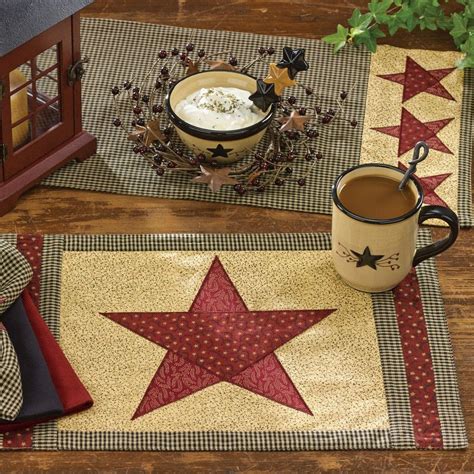 Park Designs Country Star Placemat Set Home Decor Rustic Heart