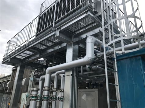 冷却塔架台点検歩廊タラップ 設計建築金物製缶非鉄金属アトヱ産業株式会社