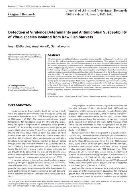 Pdf Detection Of Virulence Determinants And Antimicrobial