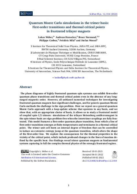 Pdf Quantum Monte Carlo Simulations In The Trimer Basis First Order Transitions And Thermal