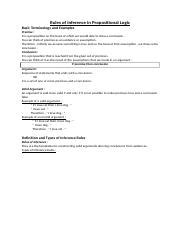 Rules Of Inference In Propositional Logic Docx Rules Of Inference In Propositional Logic Basic