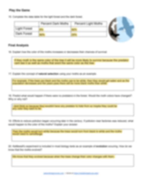 Play The Peppered Moth Game Understanding Evolution Through