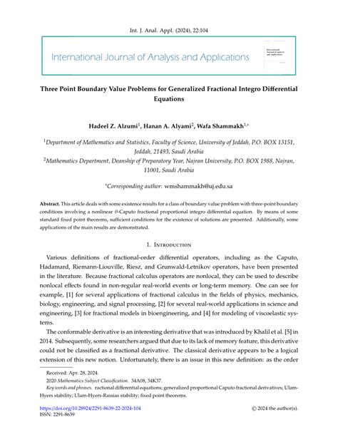 Pdf Three Point Boundary Value Problems For Generalized Fractional