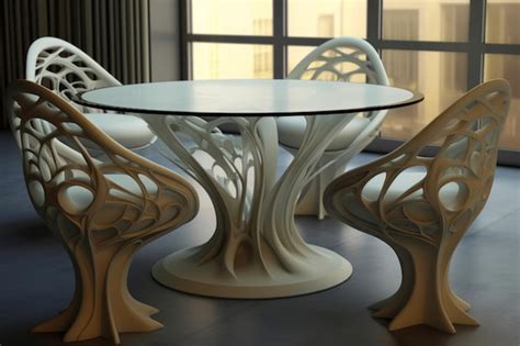Premium Ai Image Designer Table With Chairs Generative Ai