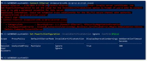 Power Cli Error Invalid Server Certificate Use Set Powercliconfiguration To Set The Value For
