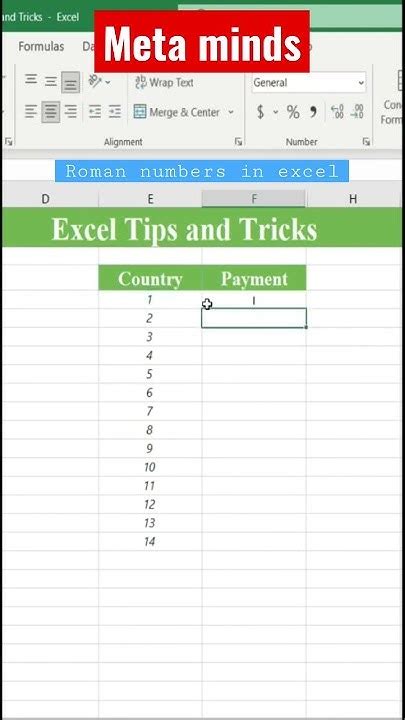 Roman Numbers In Excel Exceltips Tricks Shorts Viral Youtubeshorts