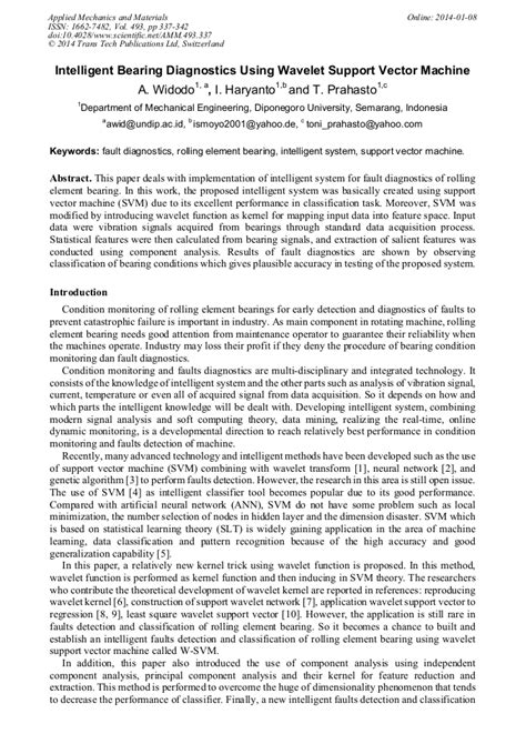 Intelligent Bearing Diagnostics Using Wavelet Support Vector Machine Scientificnet