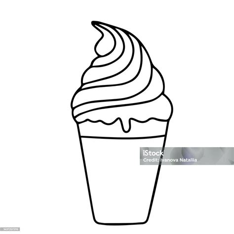 낙서 스타일의 아이스크림은 흰색 배경에 분리되어 있다 0명에 대한 스톡 벡터 아트 및 기타 이미지 0명 개념 개념과 주제