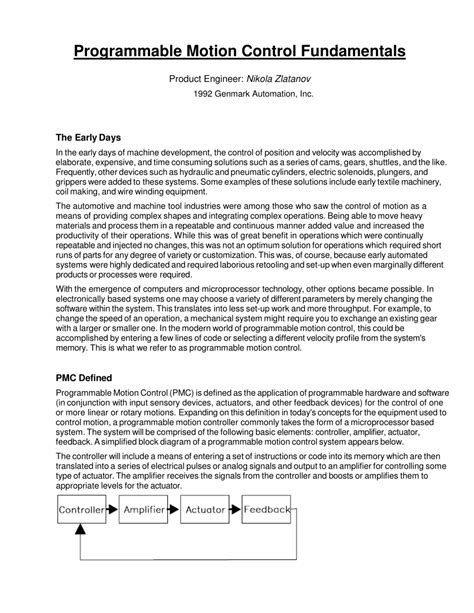 PDF Programmable Motion Control Fundamentals