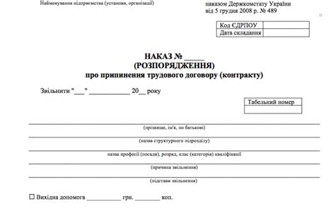 Наказ про припинення трудового договору Типова форма № П 4 шаблон зразок документу Україна ⚖️