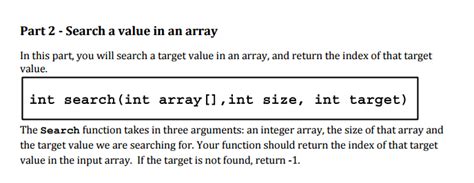 solved part 2 search a value in an array in this part you