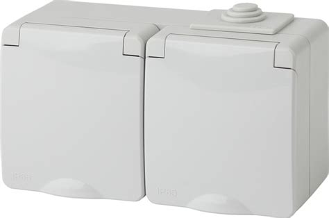 11-2604-03 ЭРА Розетка 2х2P+E гориз. IP65, шторки, 16A-250В, ОУ, серый ...
