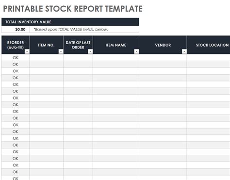 Editable Stock Report Templates In EXCEL
