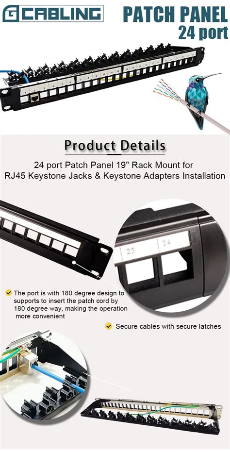 Gcabling 1U 24 Port FTP Keystone Patch Panel 19inch Unloaded Patchpanel With Cable Manager