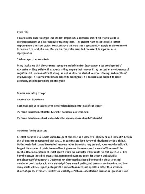 Essay Type Test Pdf Essays Cognition