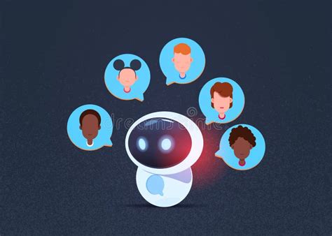 Robot Mix Race Chat Bubbles Artificial Intelligence Support Virtual