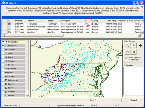 Regional Display Of Query Results Showing Map Controls And Data Table Download Scientific