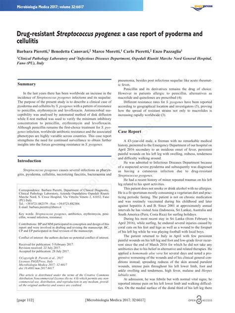 Pdf Drug Resistant Streptococcus Pyogenes A Case Report Of Pyoderma