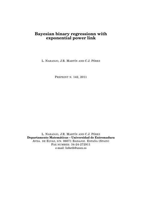Pdf Bayesian Binary Regression With Exponential Power Link