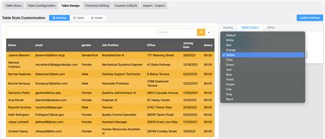 Customize Wordpress Table Colors Without Coding