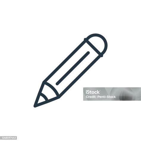 흰색 배경에 격리된 연필 벡터 아이콘입니다 개요 웹 사이트 디자인 및 모바일 응용 프로그램 개발을위한 얇은 라인 연필 아이콘 얇은 선 연필 윤곽선 아이콘 벡터 일러스트레이션