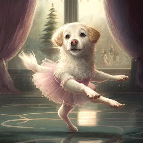 Dancing Ballet Of Cute Labrador With Beautiful Posture Stock