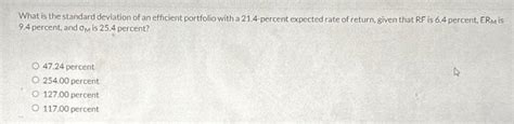 Solved What Is The Standard Deviation Of An Efficient Chegg
