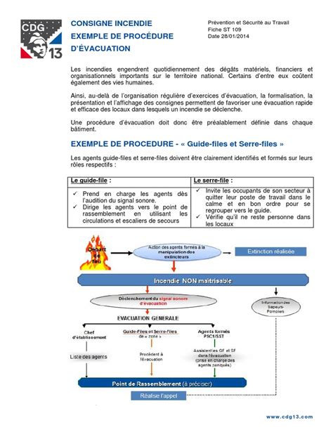 St 109 Consigne Incendie Exemple De Procedure D Evacuation Pdf