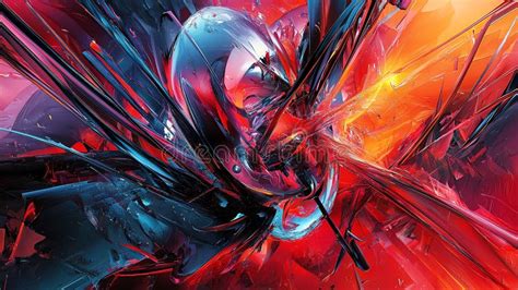 Abstract Digital Art With Vibrant Colors And Geometric Shapes Stock Illustration Illustration