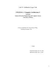 Lab CEG Pdf Lab Arithmetic Logic Unit CEG A Computer Architecture I Fall