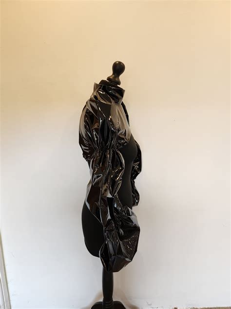 Pvc Puff Sleeve Jacket Cropped Top Open Back Festival Clubbing Rave