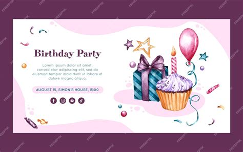 어린이 생일 파티 축하 소셜 미디어 게시물 템플릿 무료 벡터