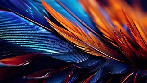 Detailed View Of Vibrant Bird Feathers For Fashion Design Stock Illustration Illustration Of