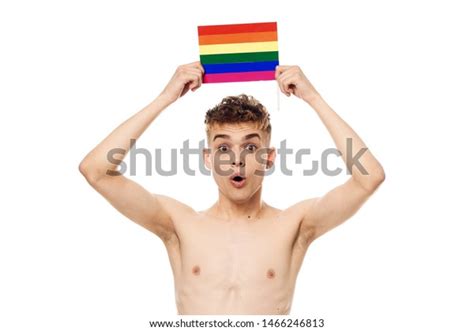 Man Naked Flag On Isolated Background Stock Photo Shutterstock