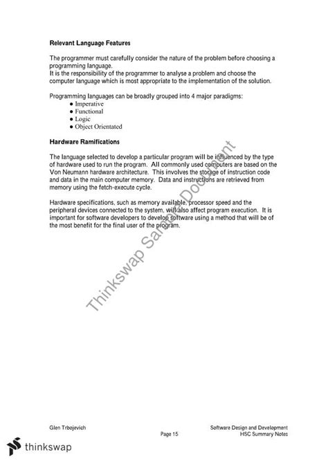 Software Design And Development Notes Software Design And Development Year 12 Hsc Thinkswap