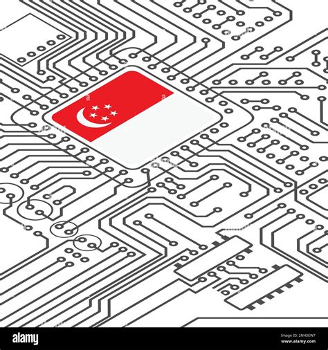 Electric Circuit Perspective Singapore Microchip Stock Vector Image