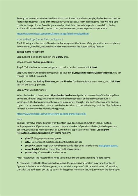 Steam Backup Game Files Docx Operating Systems Computer Software And Applications