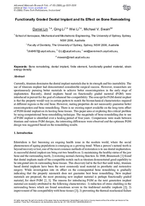 Pdf Functionally Graded Dental Implant And Its Effect On Bone Remodeling
