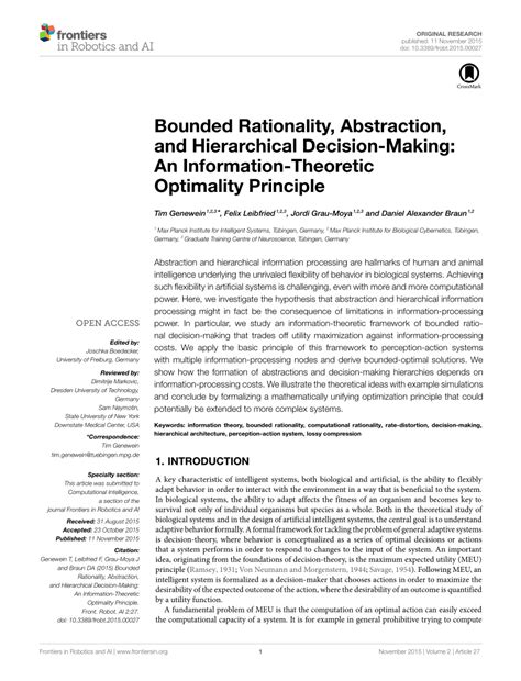 Pdf Bounded Rationality Abstraction And Hierarchical Decision